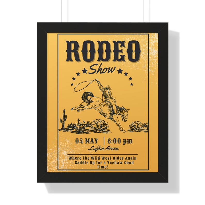 Free Shipping Vintage Rodeo Framed Poster Wild West Revival Free ...