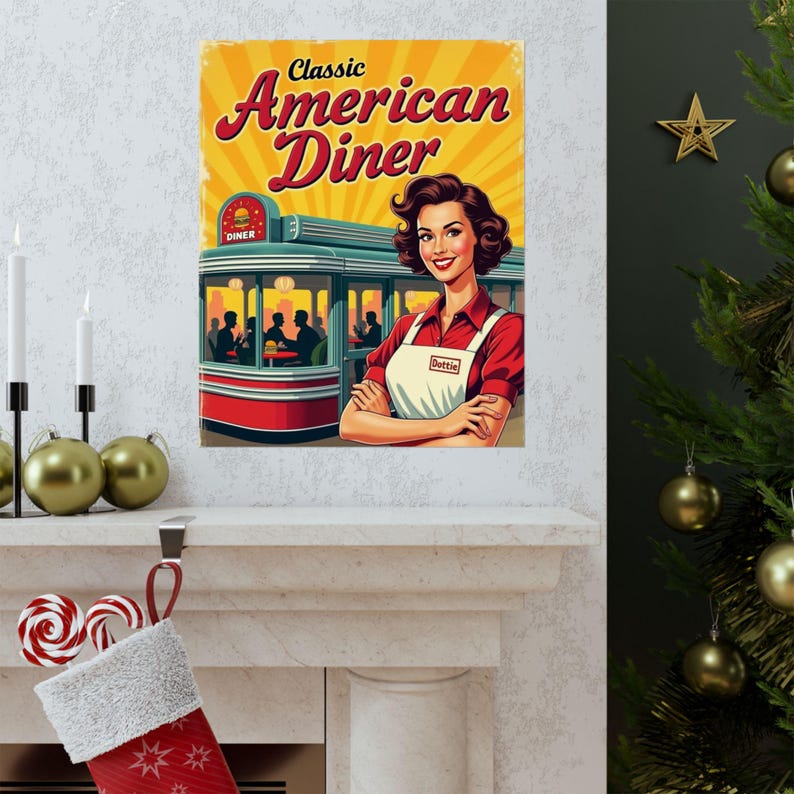 Vintage American Diner Decor Poster, Retro Wall Art, Classic Diner ...