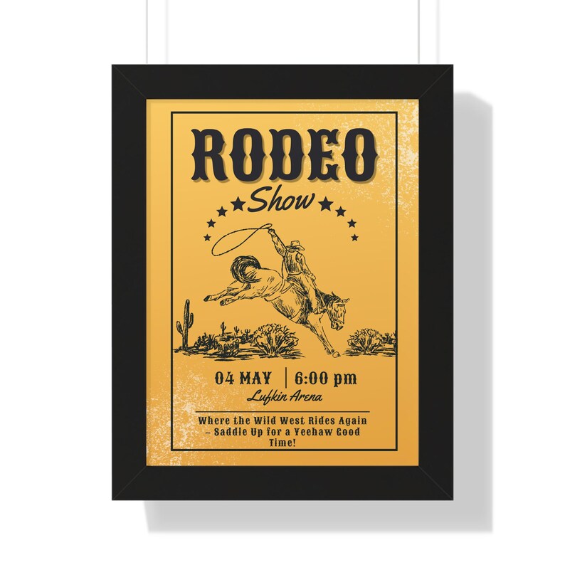 Free Shipping Vintage Rodeo Framed Poster Wild West Revival Free ...