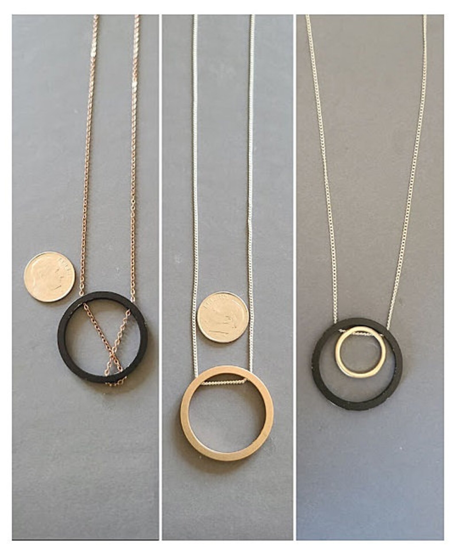 Open Circle Necklace/men and Woman Circle Long Necklace/two Circle ...