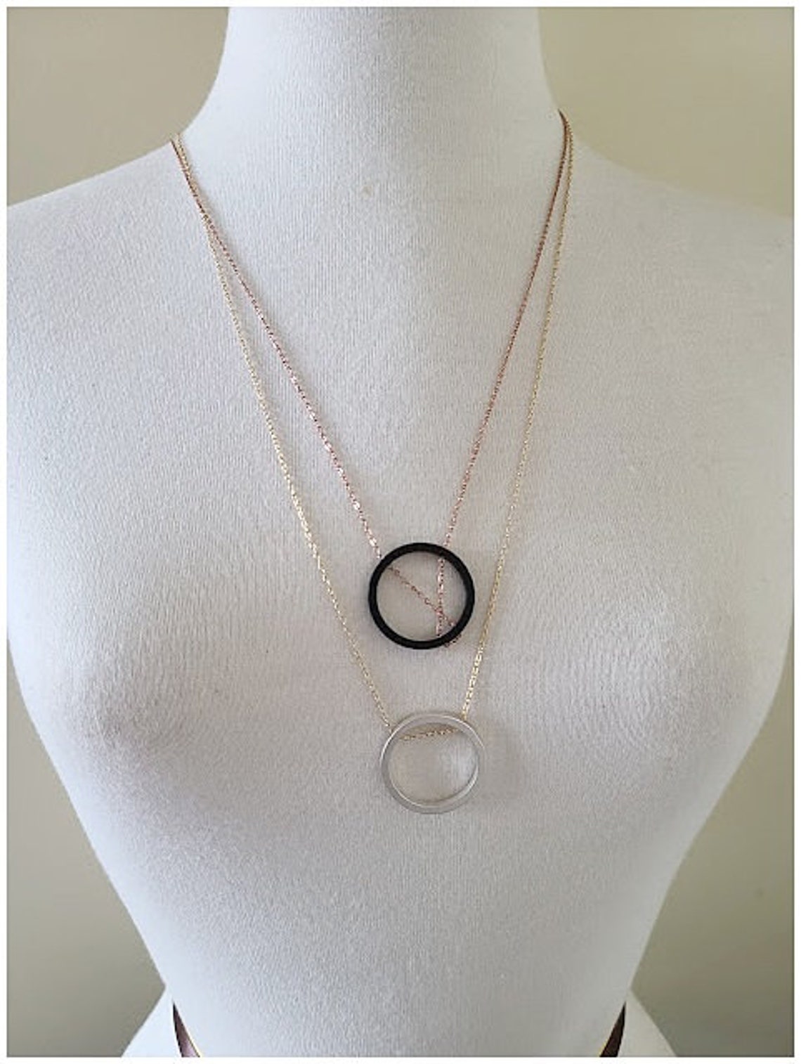Open Circle Necklace/men and Woman Circle Long Necklace/two Circle ...