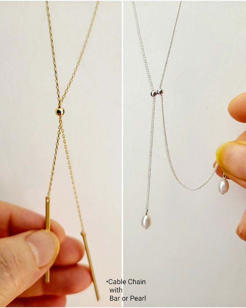 Layering Double Bar Long Sliding Chain Necklace/sliding Necklace,can ...