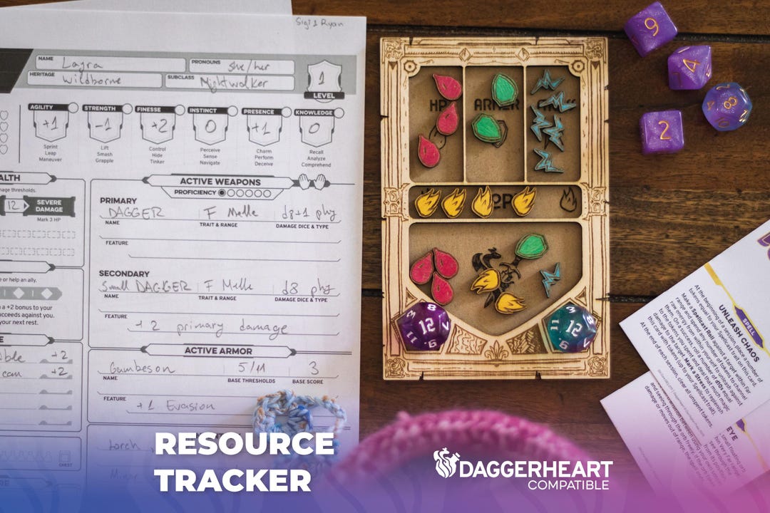 Daggerheart RPG Resource Tracker Set: HP, Armor, Stress Tokens - Etsy