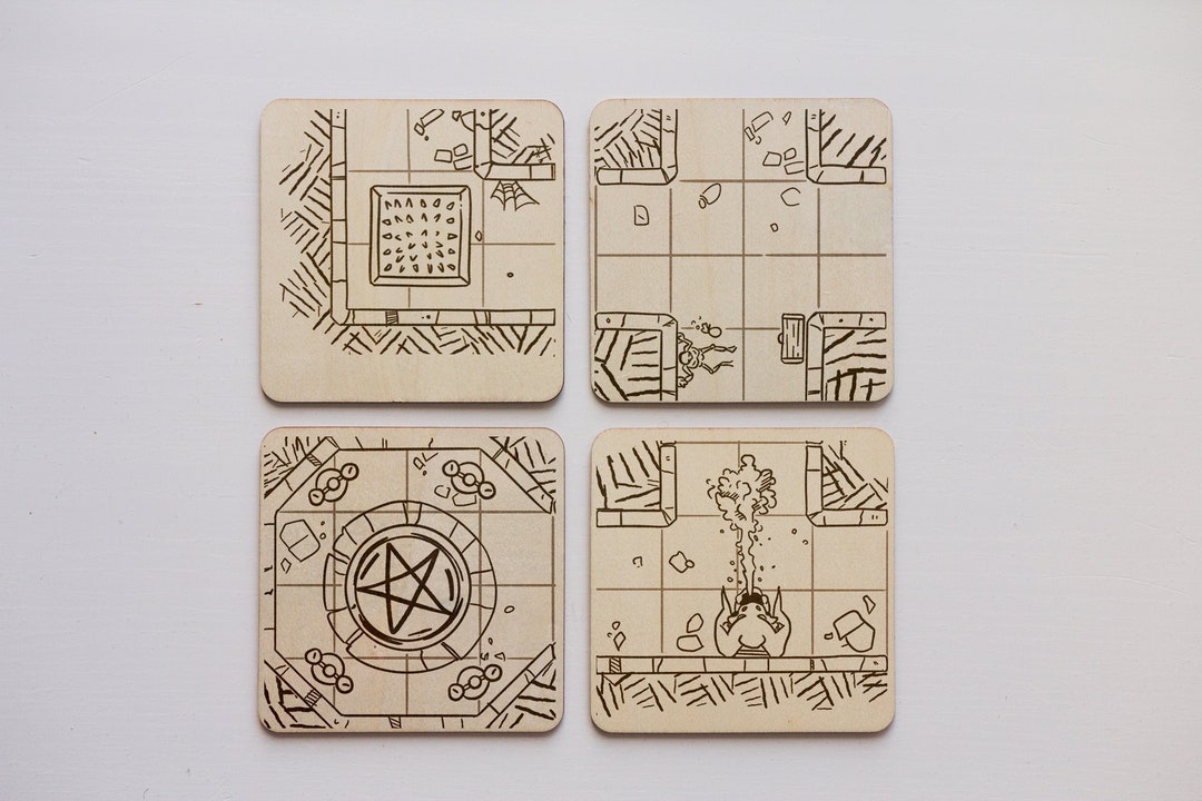 Dungeons and Dragons Terrain Coaster Set | Dungeon Tiles | Laser ...