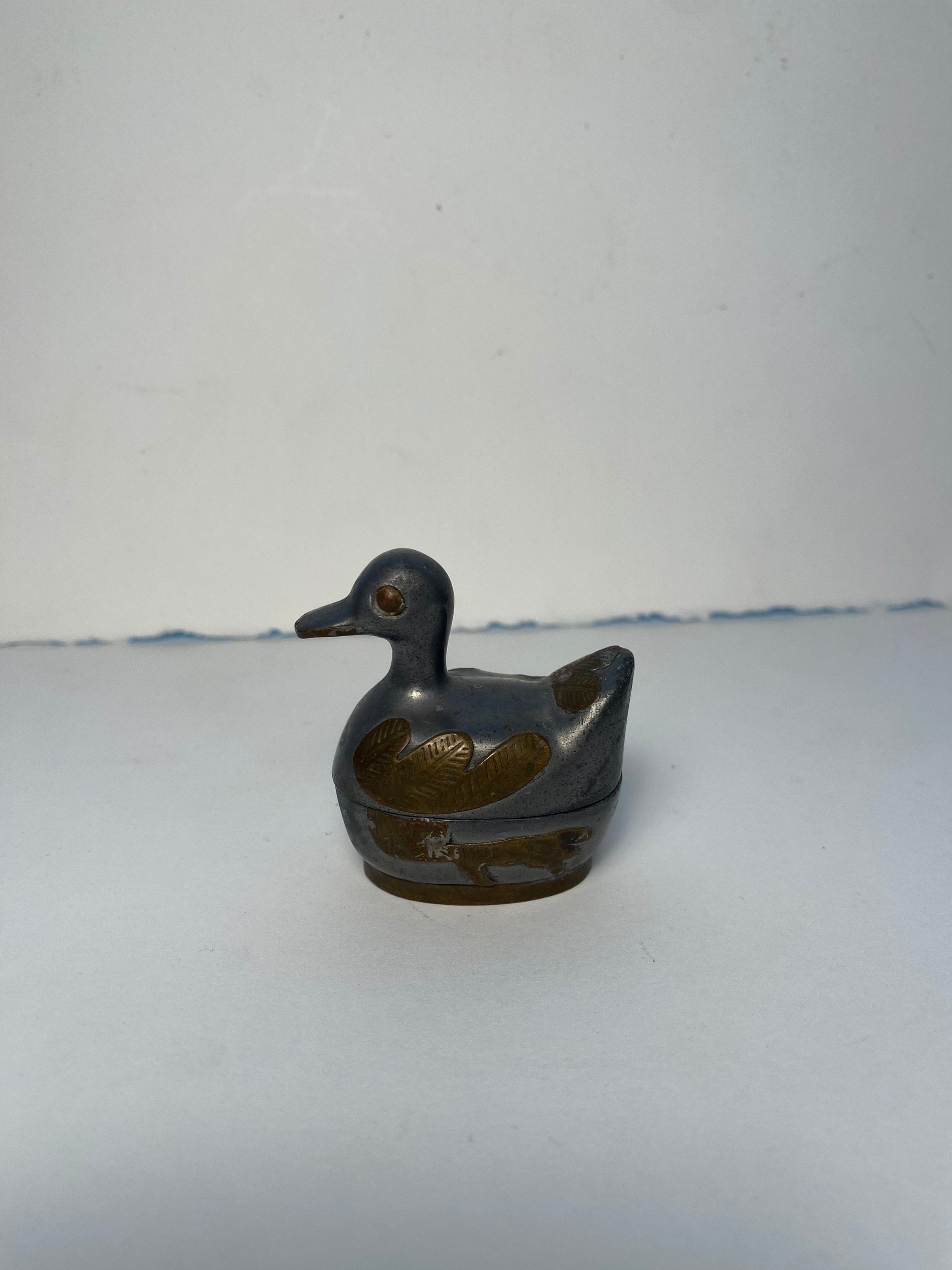 Vintage Pewter & Brass Duck Trinket Box - Small - Etsy