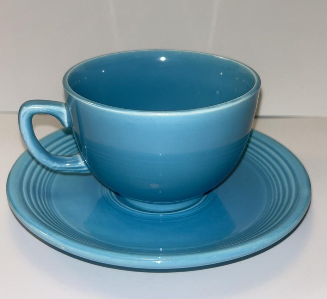 Vintage Fiesta Homer Laughlin Turquoise Cup and Saucer - Etsy