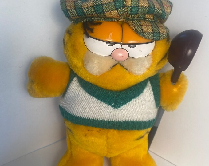 Vintage Garfield the Cat Golfer Plush Doll Toy With Golf Club - 1981 - Etsy