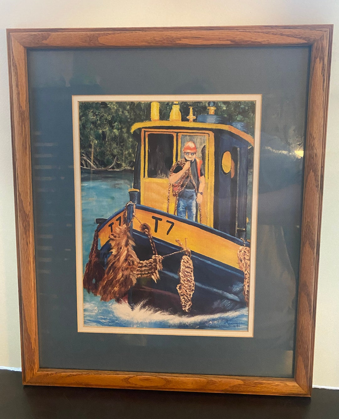 Vintage Original Watercolor Painting by Lillian Arcuri "nys Tug Boat ...