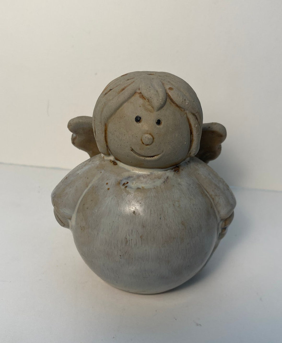 Vintage Pottery Angel Figurine Glazed - Etsy