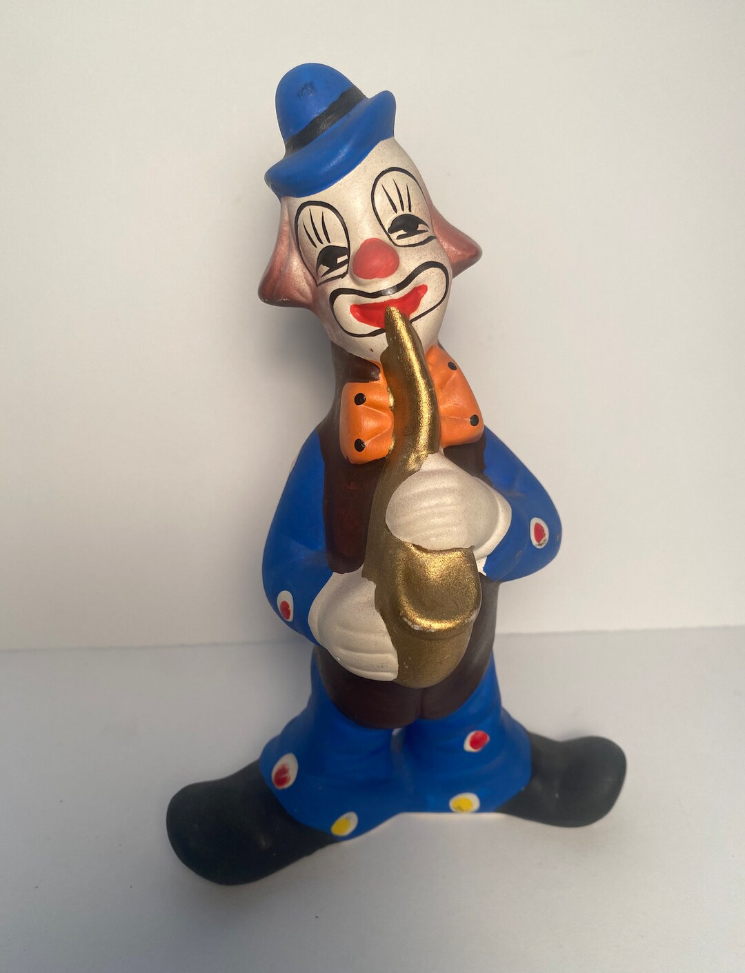 Vintage Tall Clown Playing Saxophone Wearing Blue Outfit - Etsy