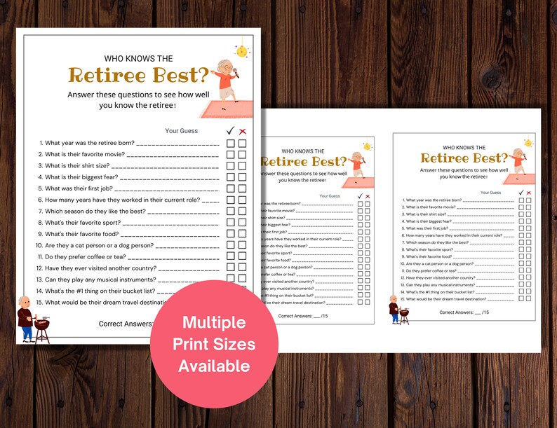 Retirement Party Games | Who Knows the Retiree Best | Retirement Party ...