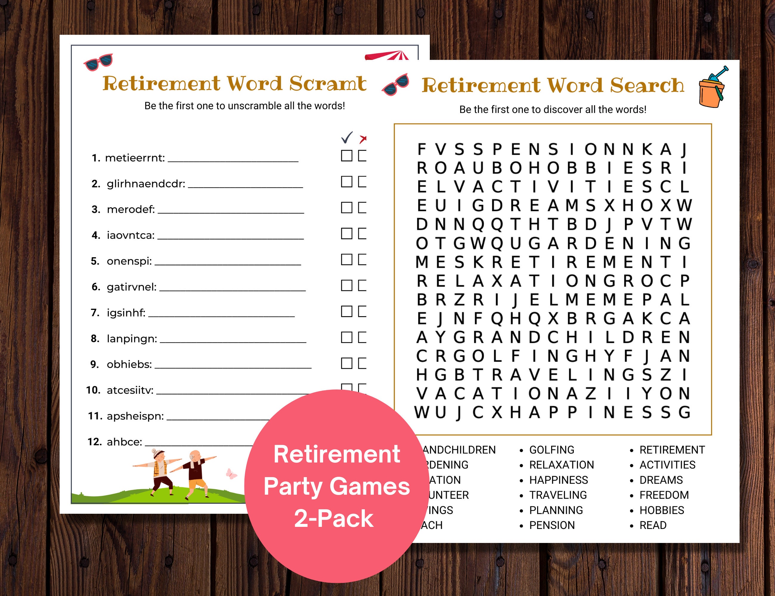 Retirement Party Games Retirement Word Scramble Retirement Party Game ...