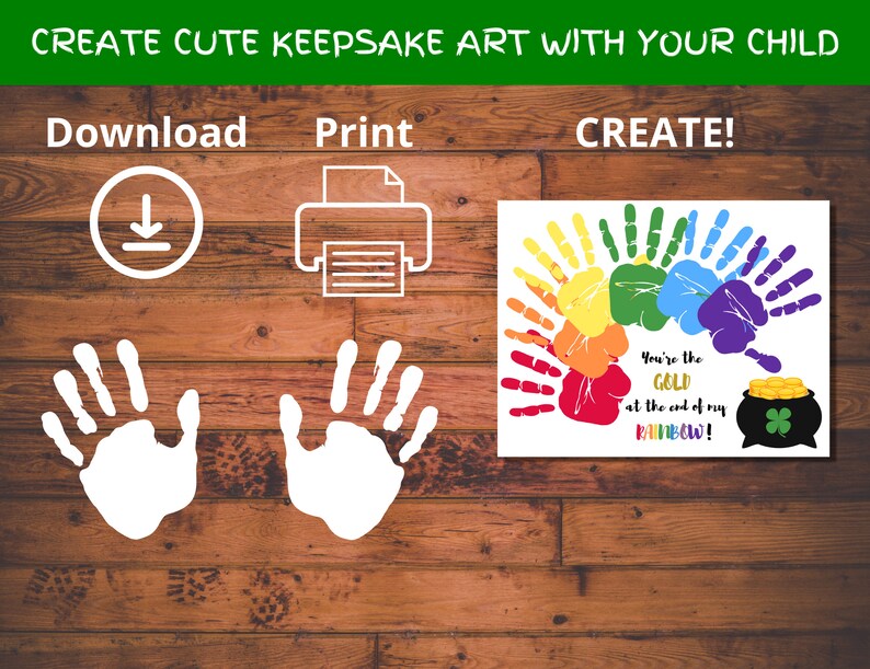 Rainbow Pot of Gold Handprint Art: St Patricks Day Craft (digital ...