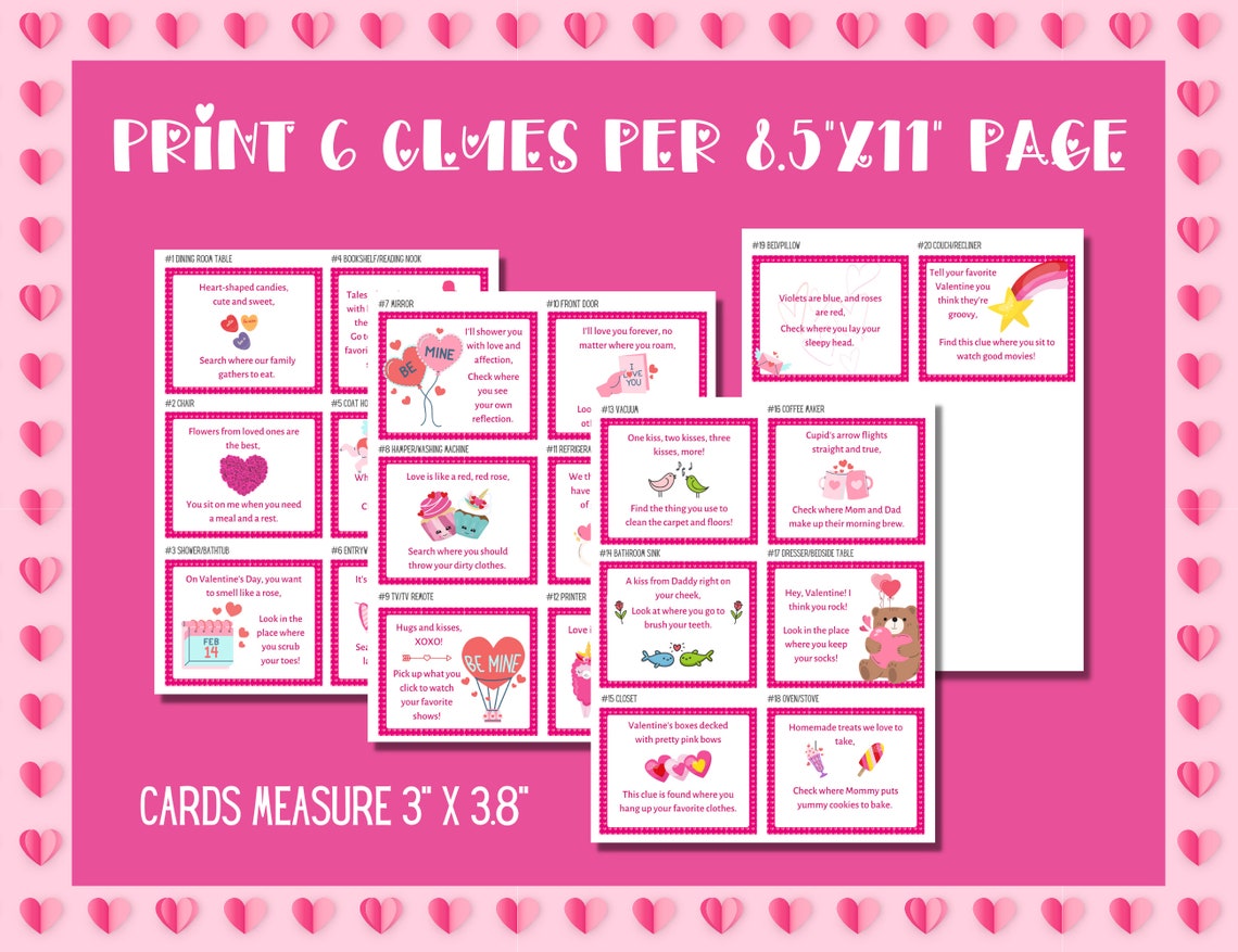 EDITABLE Valentine's Day Treasure Hunt, Valentine's Day Treasure Hunt ...