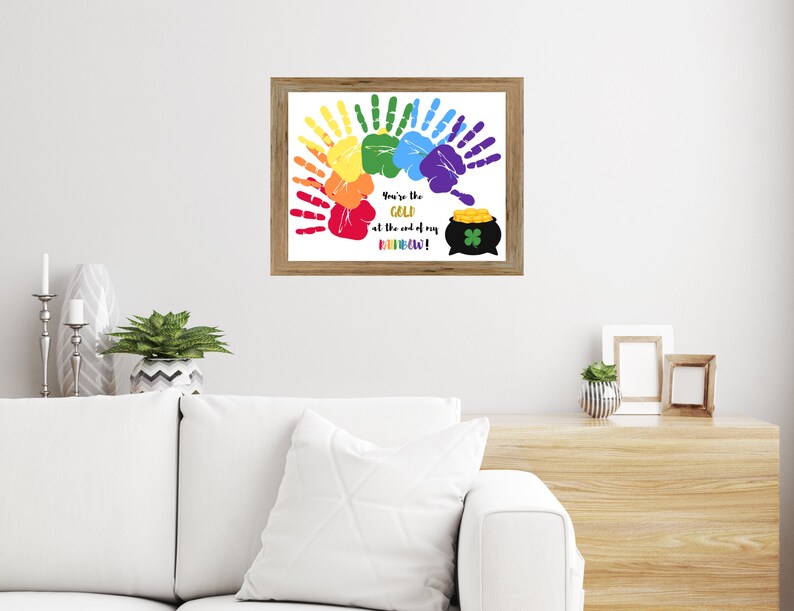 Rainbow Pot of Gold Handprint Art: St Patricks Day Craft (digital ...