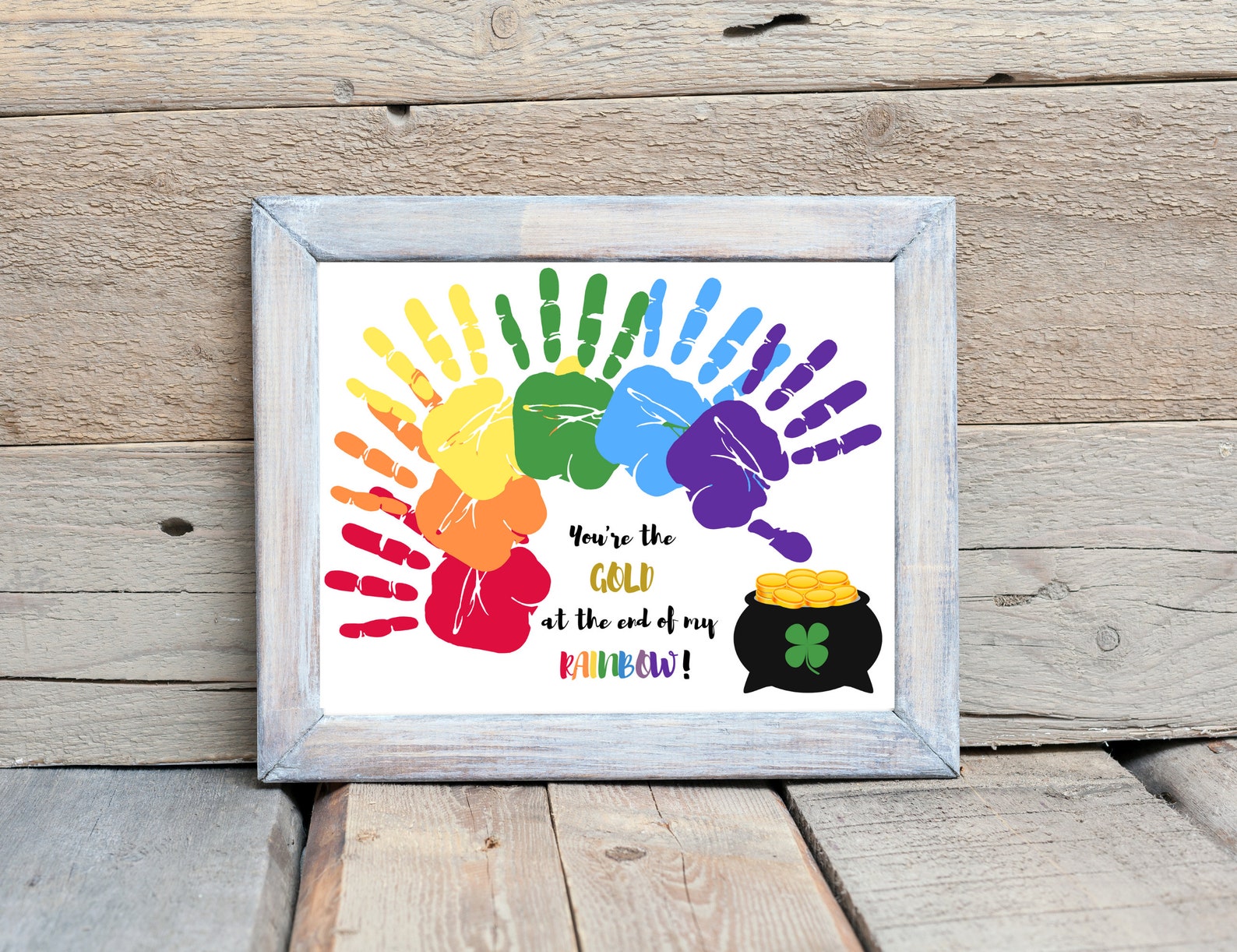 Rainbow Pot of Gold Handprint Art: St Patricks Day Craft (digital ...