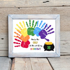 Rainbow Pot of Gold Handprint Art: St Patricks Day Craft (digital ...