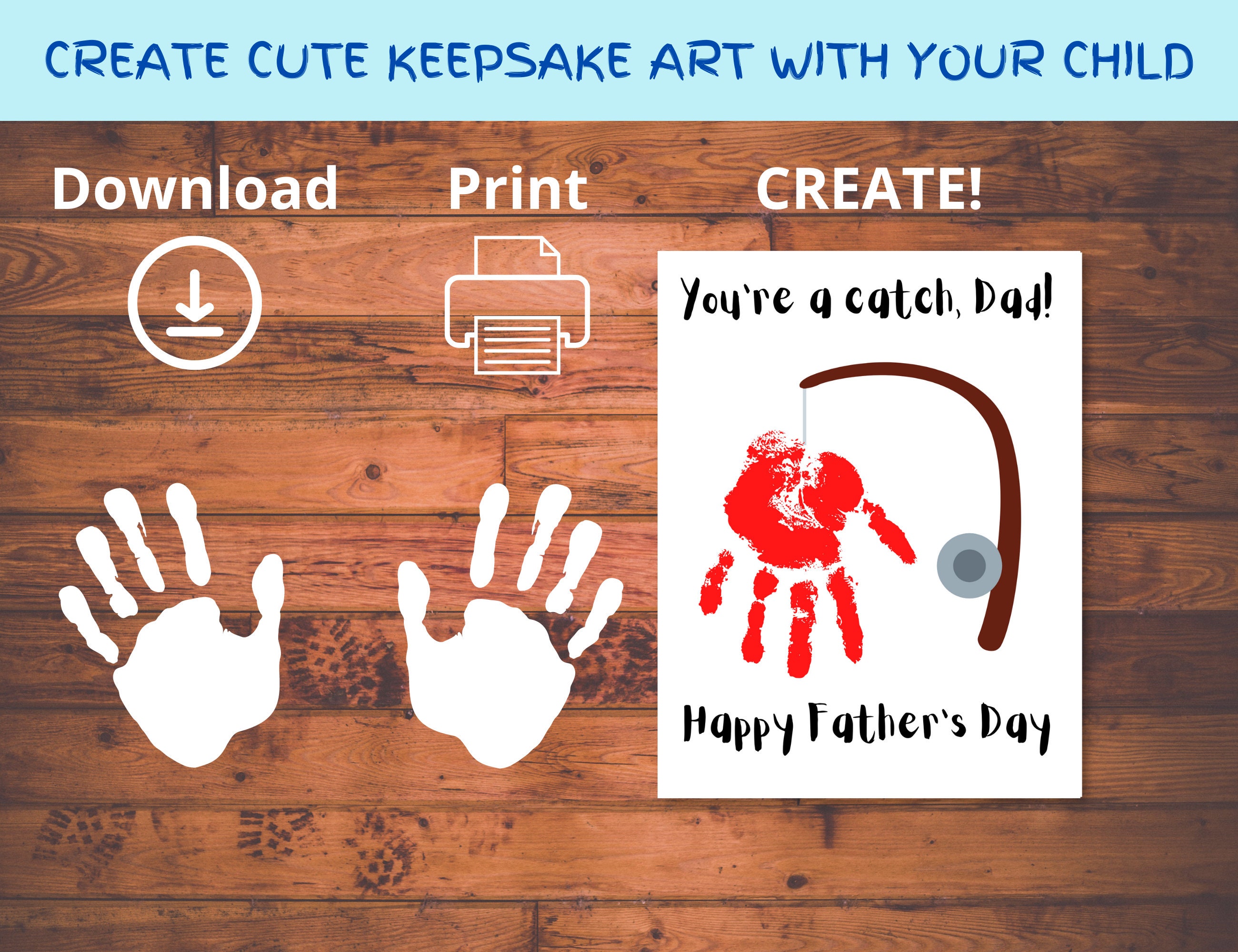 Fathers Day Craft for Kids, Father's Day Gift, Handprint Art, Printable ...