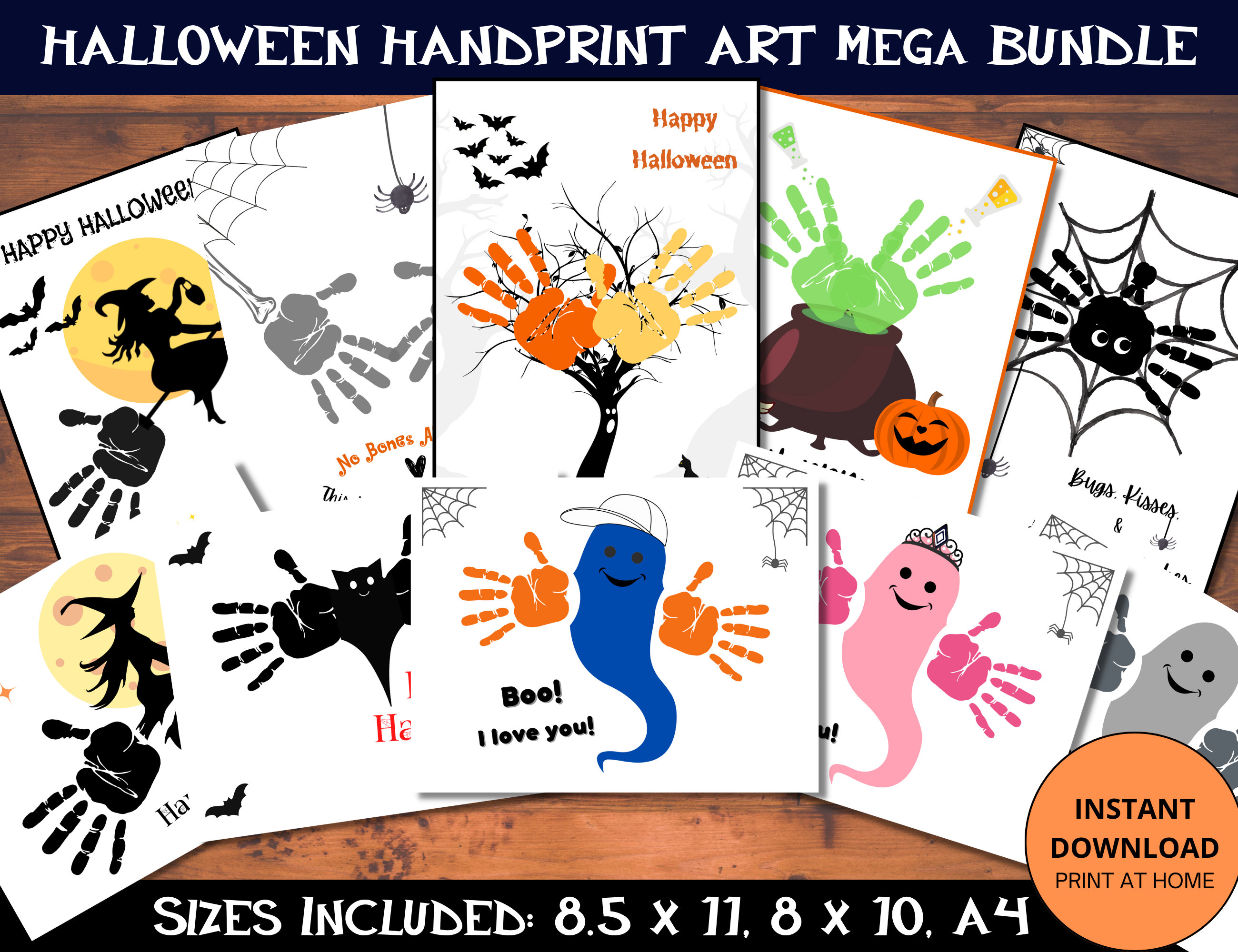 Halloween Handprint Craft Bundle, Handprint Craft, Halloween Printables ...