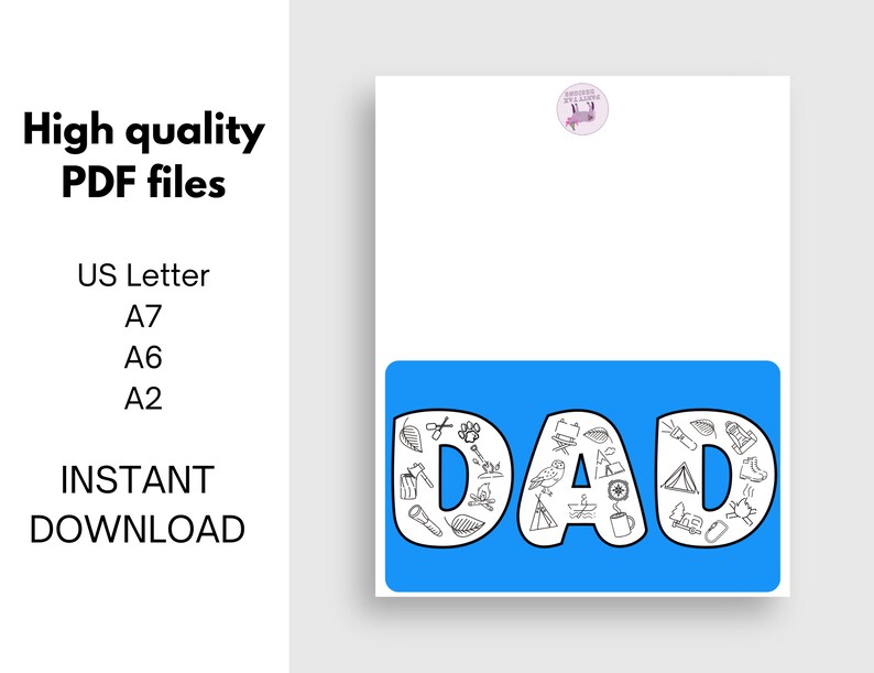 Printable Father's Day Card: Camping Theme Coloring Page (PDF Download ...