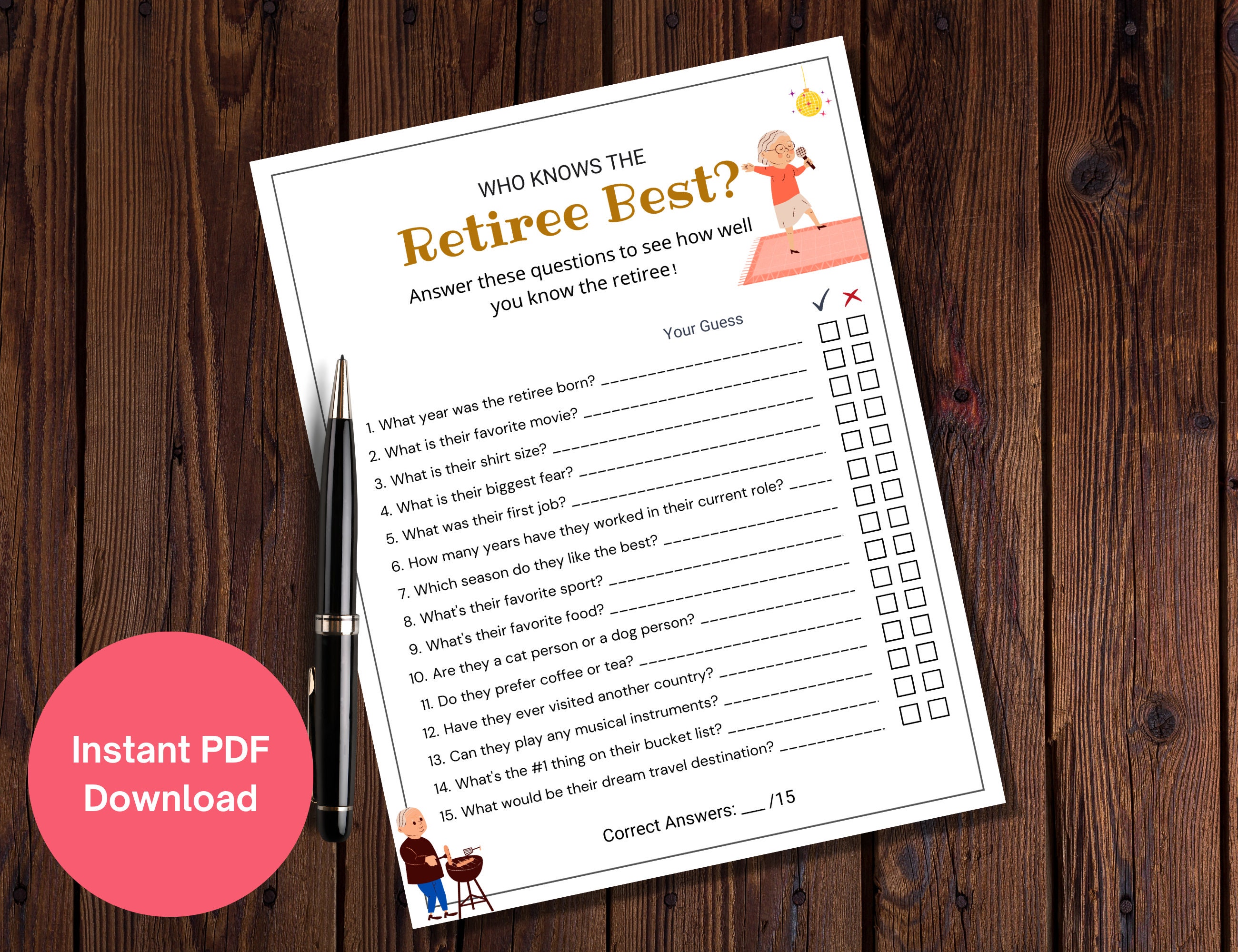 Retirement Party Games Who Knows the Retiree Best Retirement Party Game ...