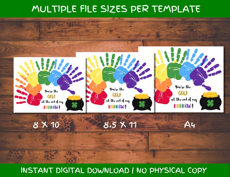 Rainbow Pot of Gold Handprint Art: St Patricks Day Craft (digital ...