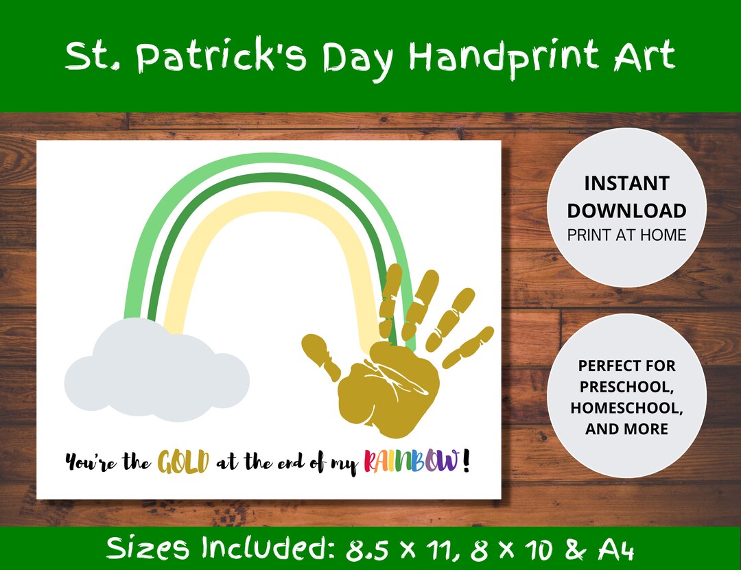 St Patricks Day Handprint Art: Boho Rainbow Craft (digital Download) - Etsy
