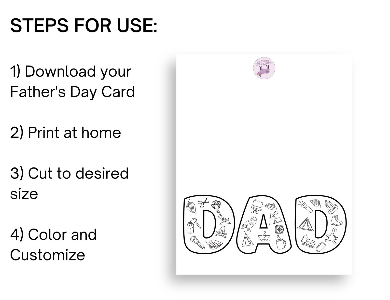 Printable Father's Day Card: Camping Theme Coloring Page (PDF Download ...