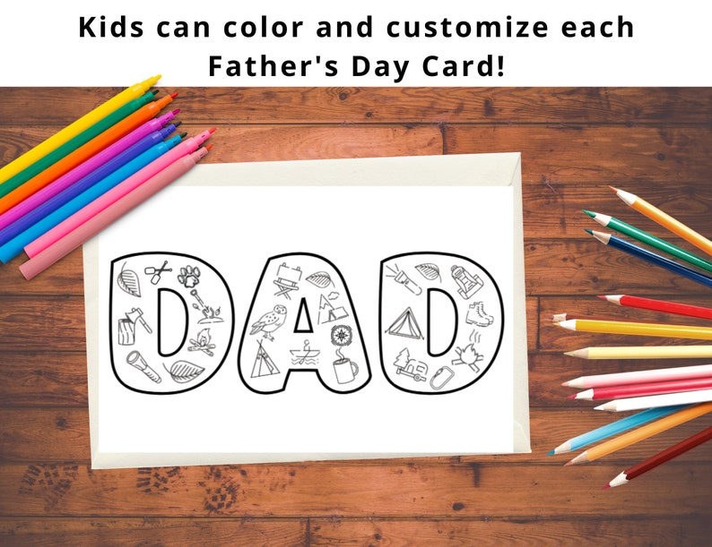 Printable Father's Day Card: Camping Theme Coloring Page (PDF Download ...