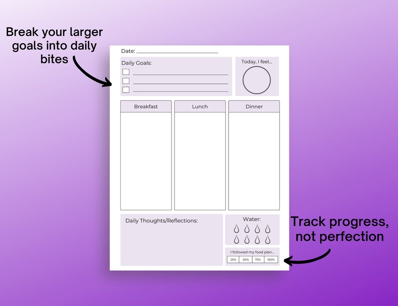 Daily Food Journal Printable, Printable Food Journal, Food Journal ...