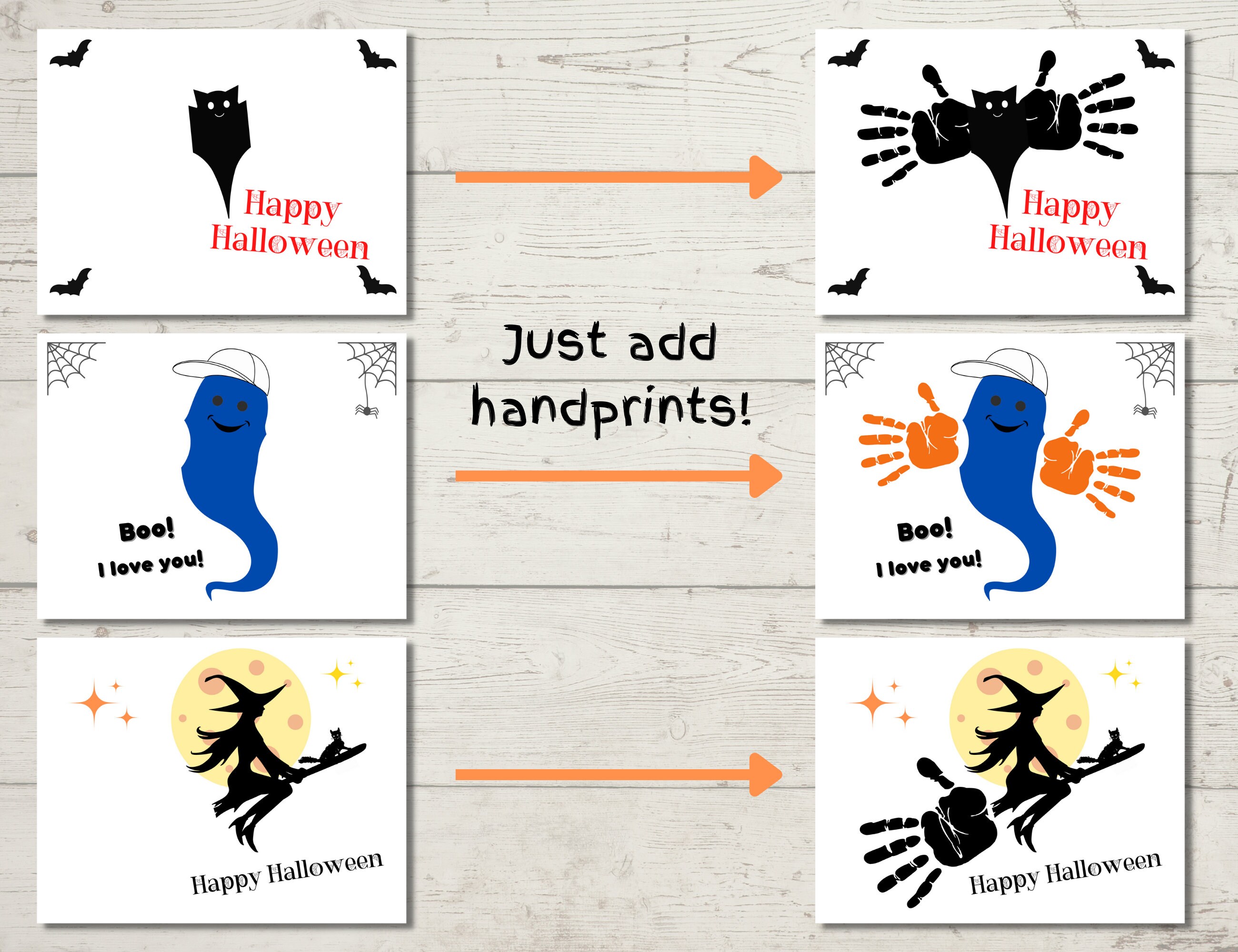 Halloween Handprint Craft Bundle, Handprint Craft, Halloween Printables ...
