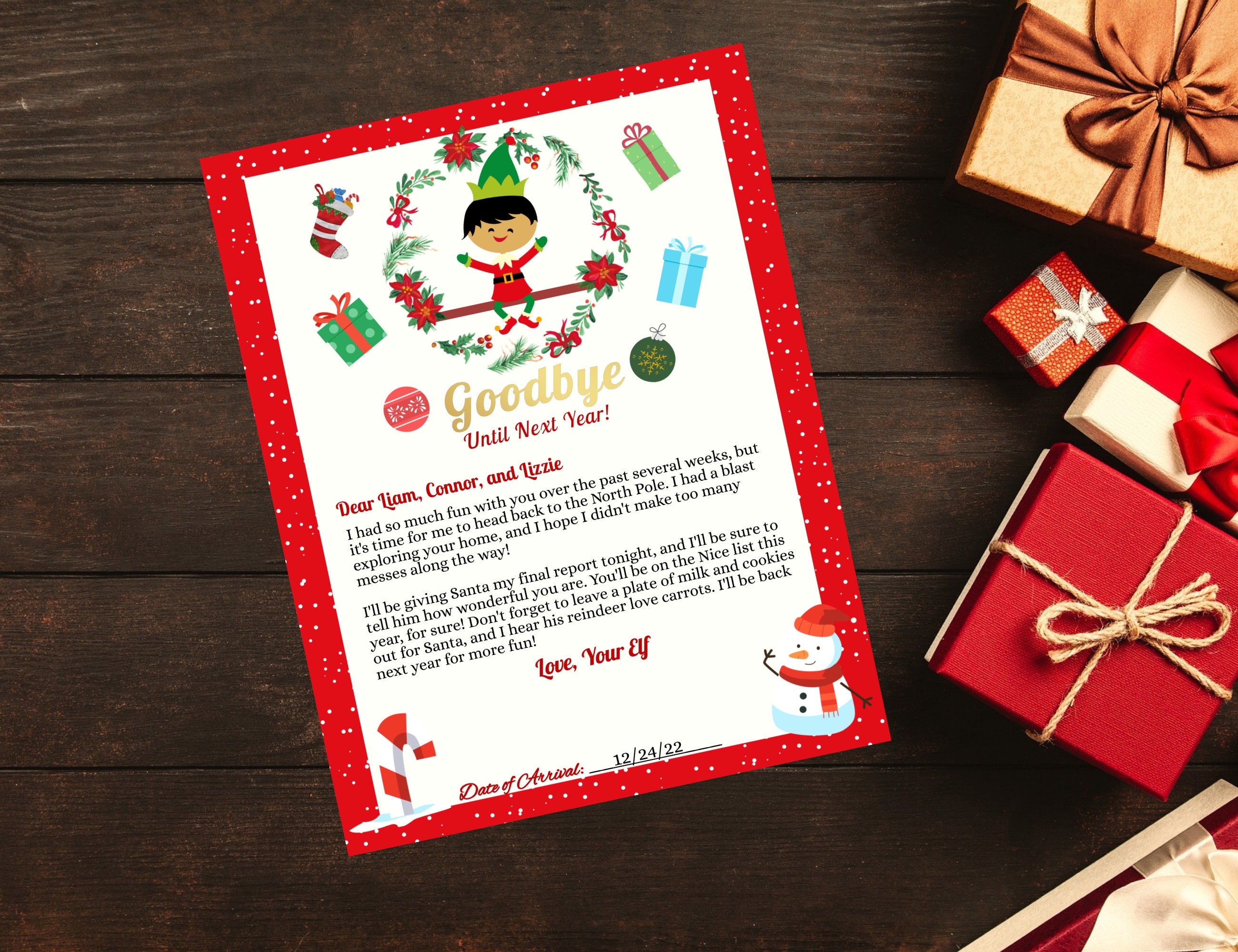 Elf Goodbye Letter, Editable Elf Goodbye Note, Boy Elf, Christmas Elf ...