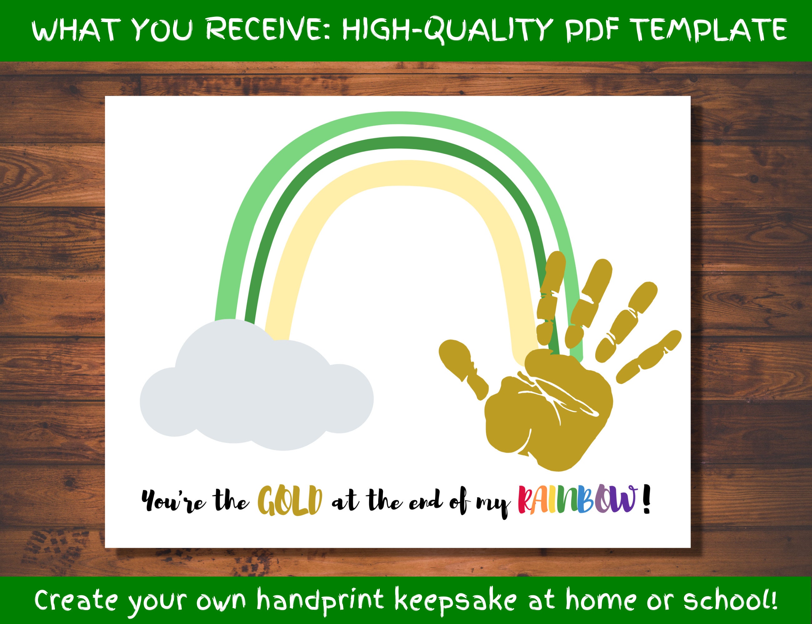 St Patricks Day Handprint Art | Boho Rainbow Wall Art | Handprint Craft ...