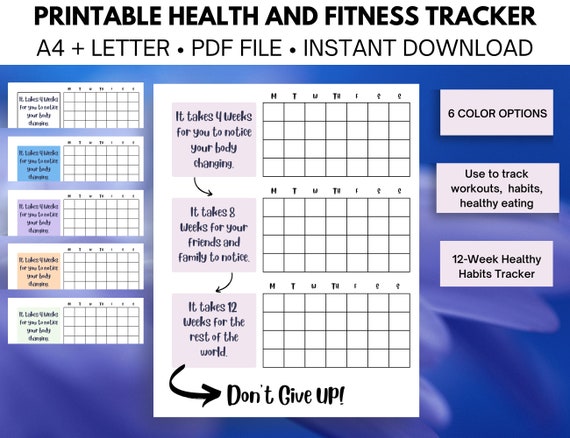 Fitness Tracker Printable Healthy Habits Tracker Printable - Etsy