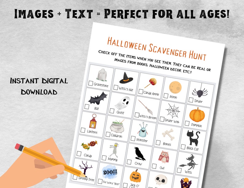 Halloween Scavenger Hunt, Printable Halloween Kids Activity, Toddler ...
