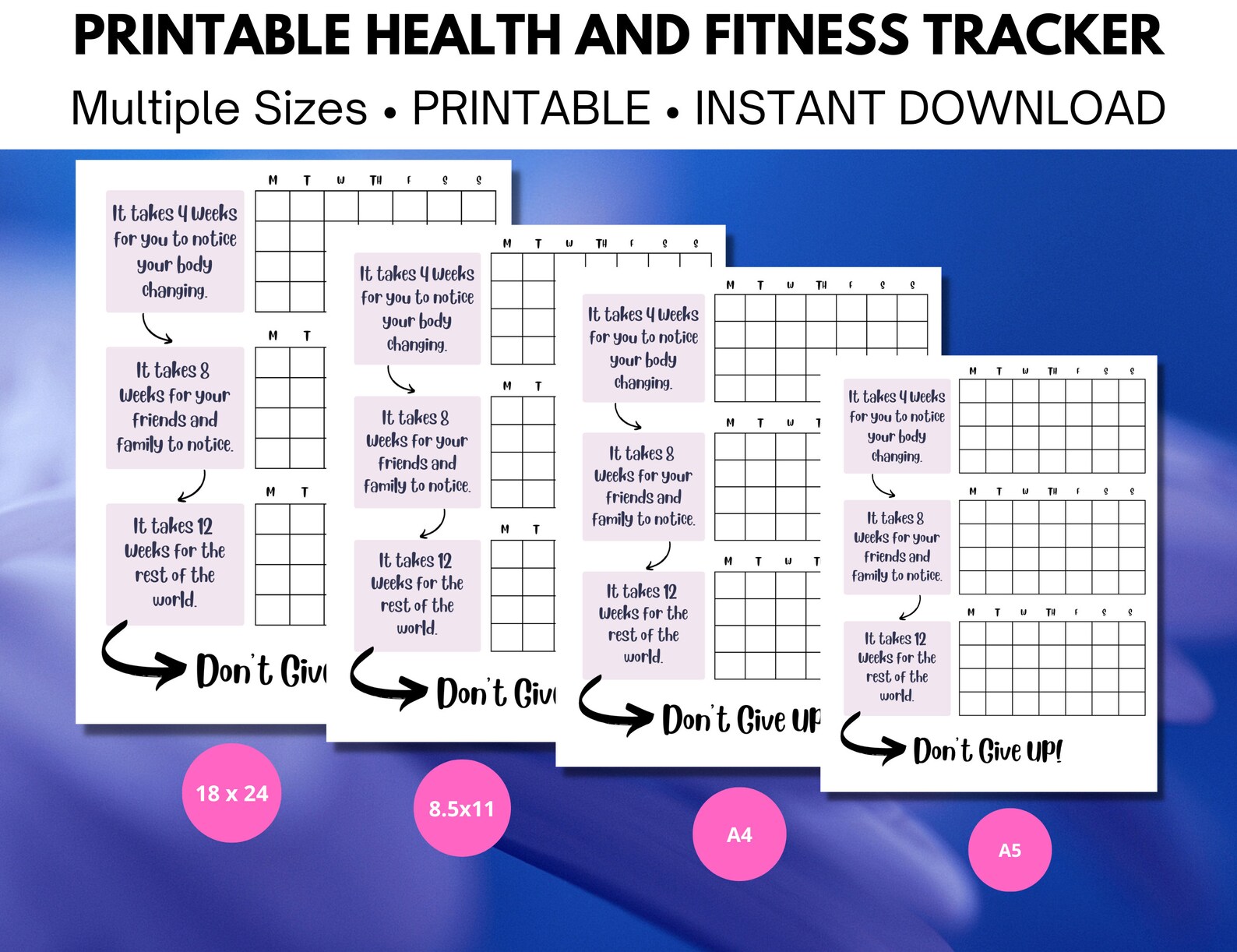 Fitness Tracker Printable, Healthy Habits Tracker, Printable Fitness ...