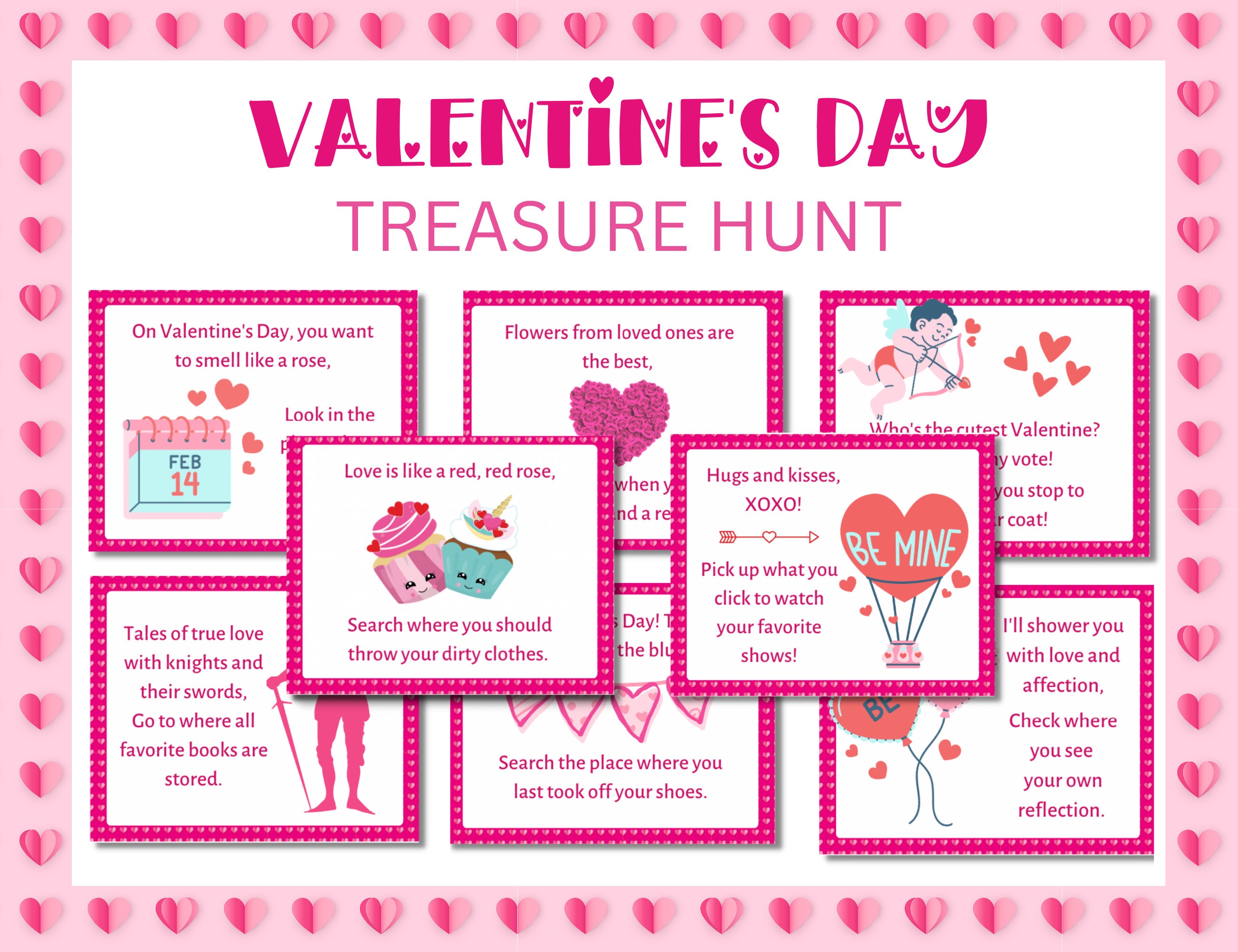 EDITABLE Valentine's Day Treasure Hunt, Valentine's Day Treasure Hunt ...