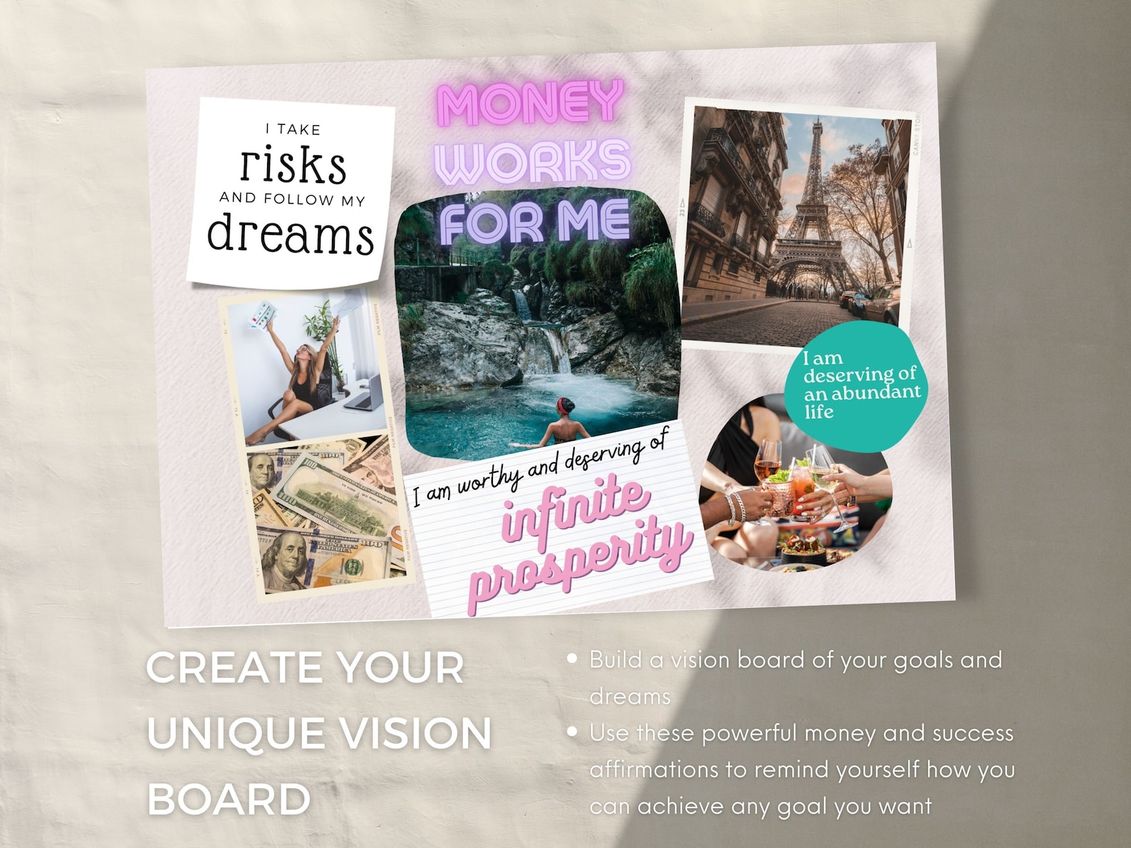 Printable Vision Board Affirmation Cards Set Vision Board Canva ...