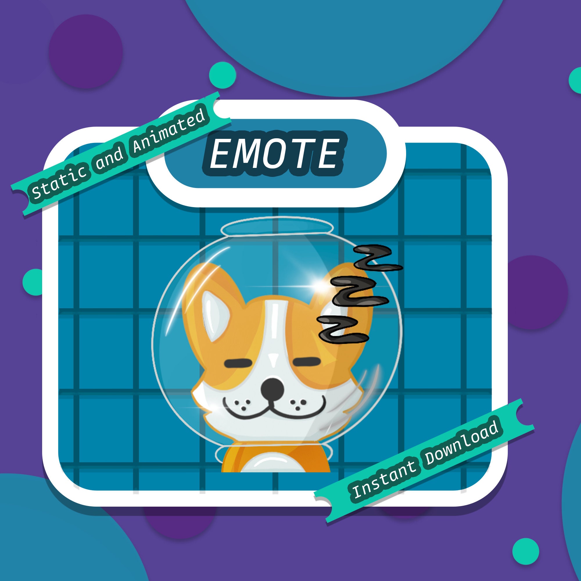 Animated & Static Sleeping Space Dog Emote for Twitch, Discord, Youtube ...