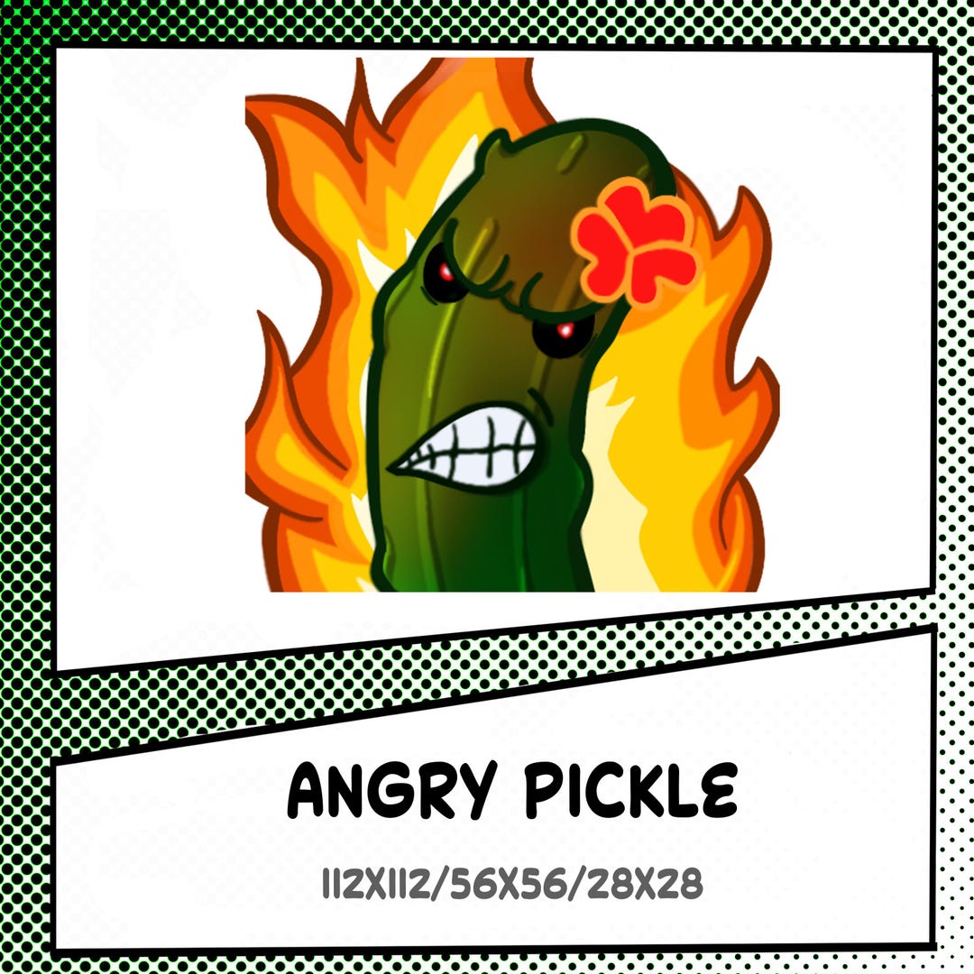 Angry Pickle Emote | Funny Food Twitch Emote | Cute Rage Emote for ...