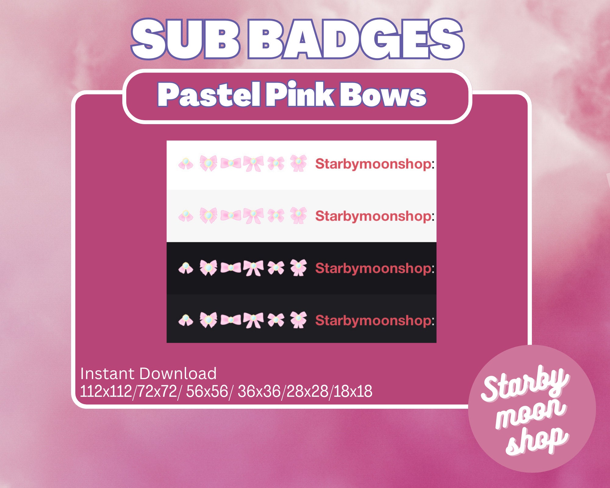 Cute Pastel Pink Bows Sub Badges for Stream/twitch - Etsy