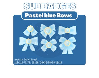 Blue Bows Twitch Sub & Bit Badges// 4 Cute Blue Magical Bows // Heart ...