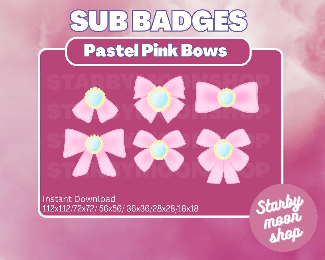 Cute Pastel Pink Bows Sub Badges for Stream/twitch - Etsy