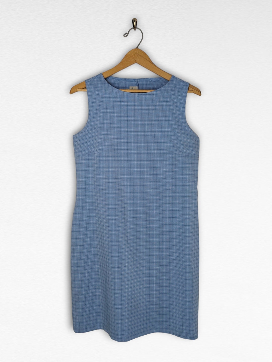 Vintage Light Blue Shift Dress W/ Plaid Pattern - Etsy