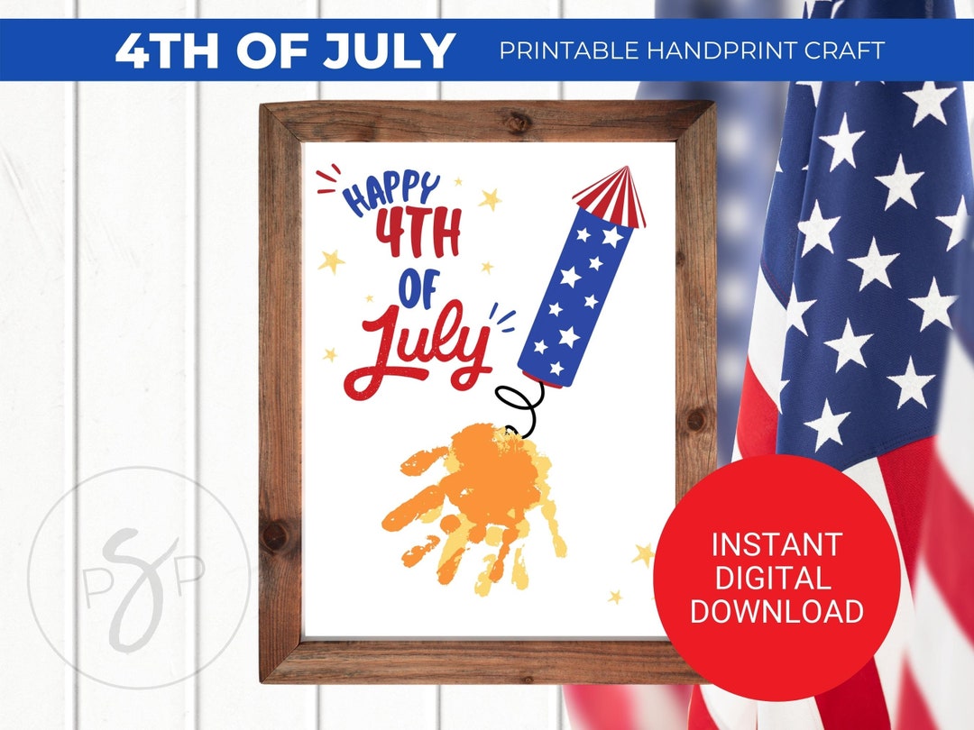 Happy 4th of July Firecracker, Handprint Art, Independence Day, USA ...