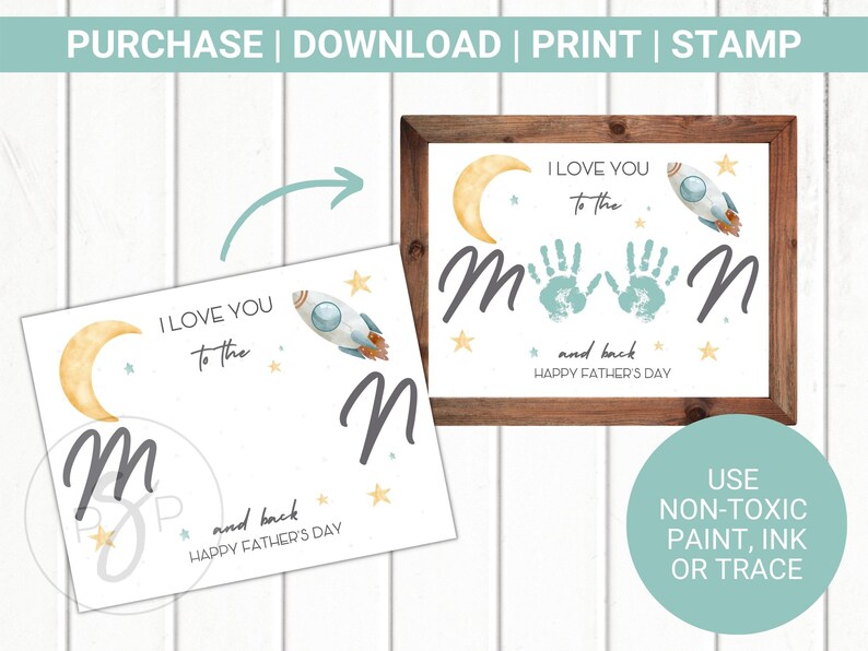 I Love You to the Moon and Back Handprint, Father's Day Gift From Kid ...