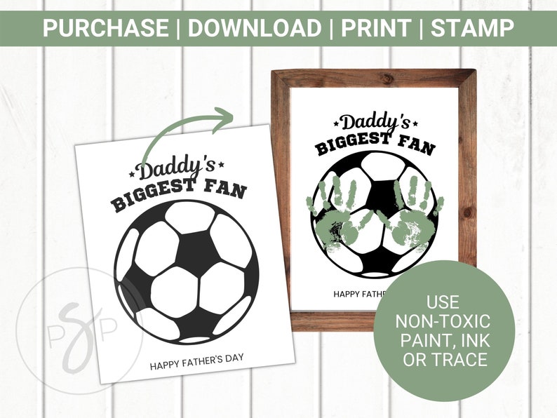 Daddy's Biggest Fan, Soccer Dad Gift, Handprint Art Craft, Father's Day ...