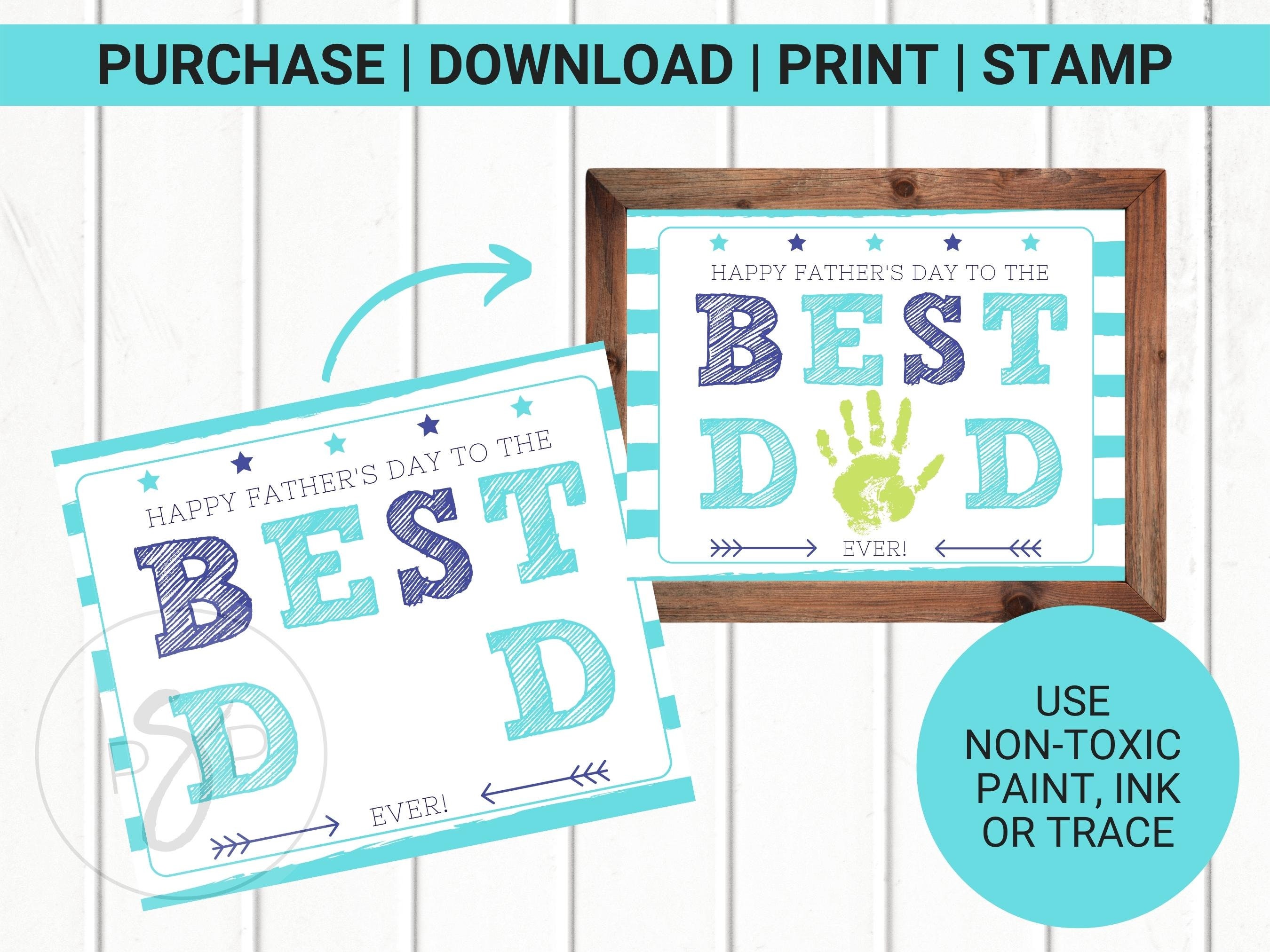 Best Dad Ever Printable Art Craft, Father's Day Handprint Gift ...