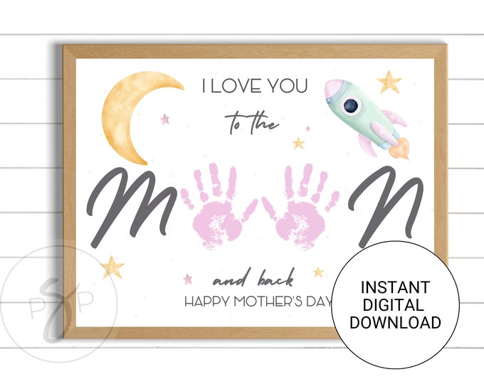 I Love You to the Moon Birthday Card for Mom From Kid, Printable ...