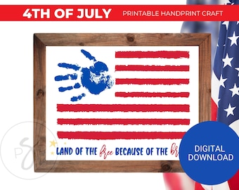 Flag Handprint Craft, Fourth of July Handprint, American Flag, Kids ...
